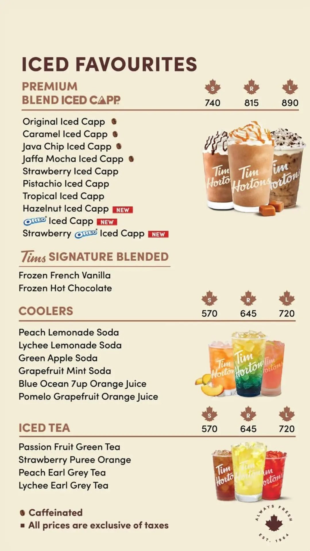 Menu – Tim Hortons
