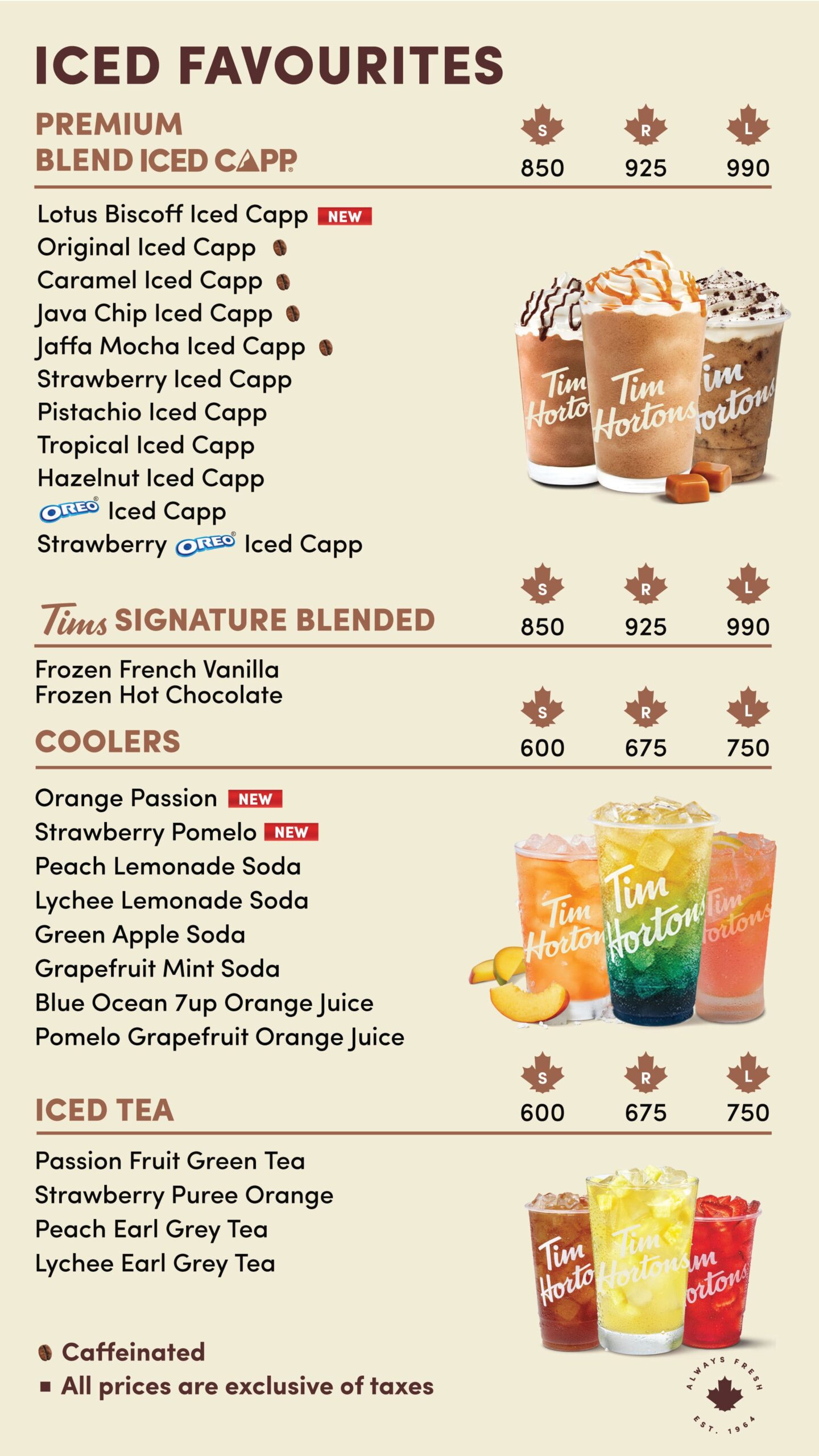 Menu – Tim Hortons