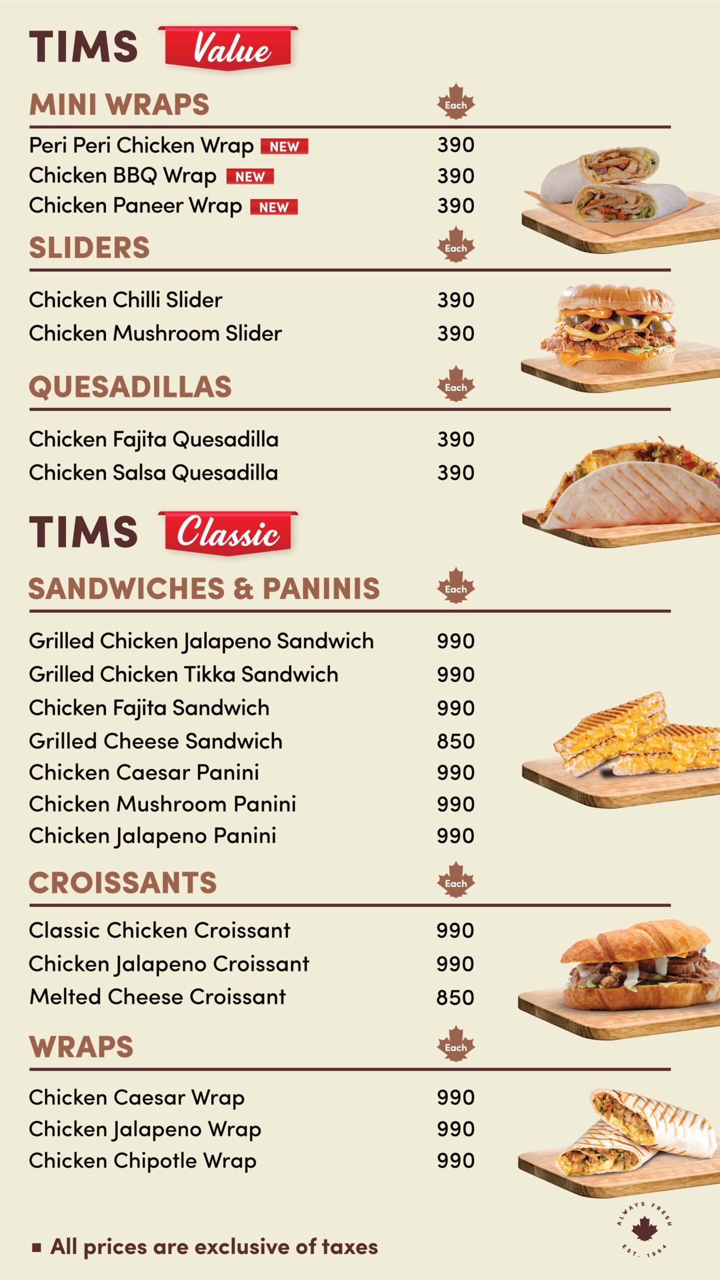 Menu – Tim Hortons